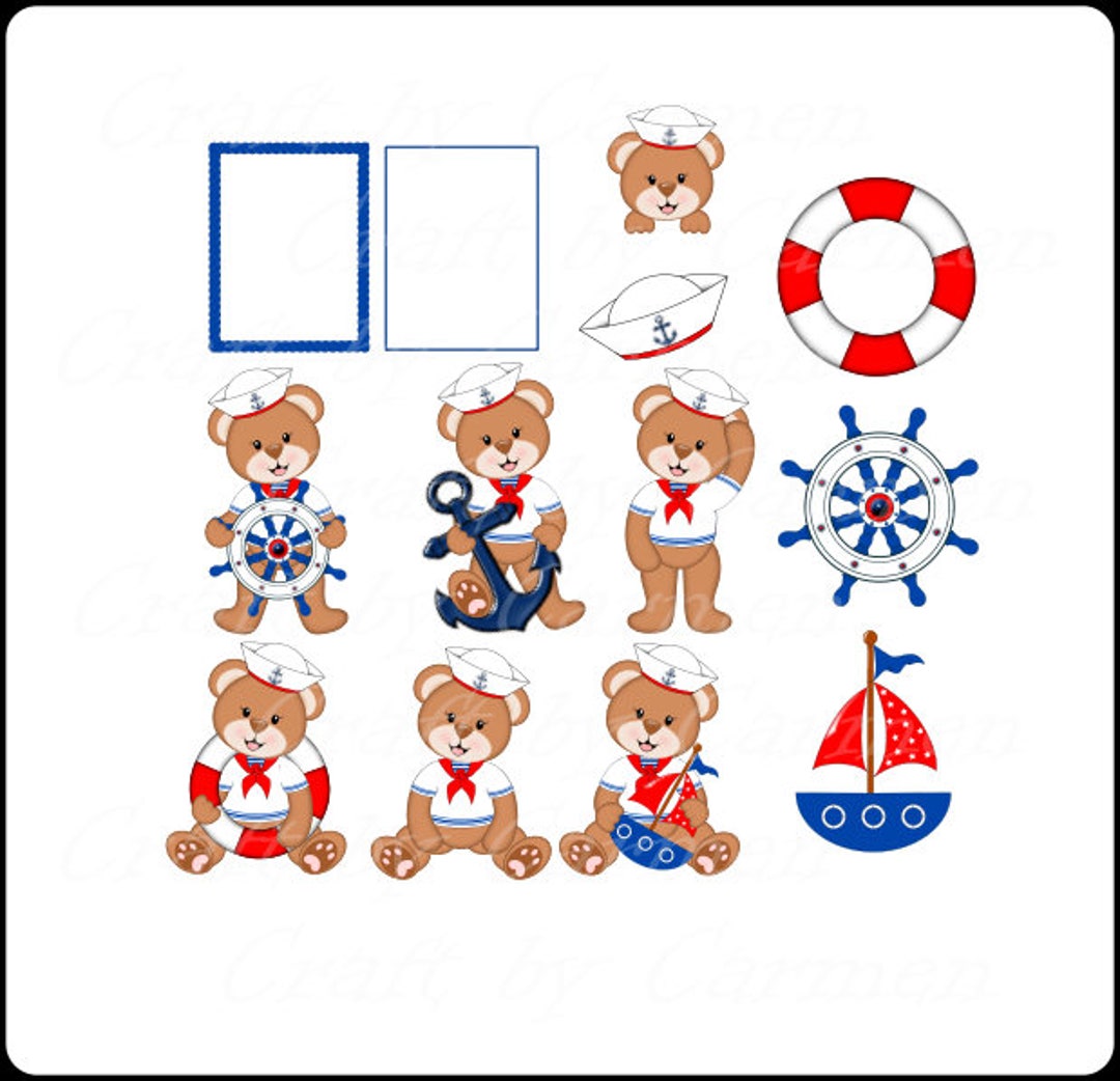Sailor Teddy Bear, Nautical, Bear Clip Art, Digital Art, Scrapbook ...