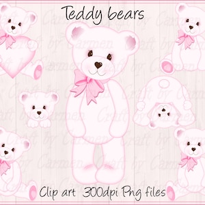 Teddy Bear Clip Art, Cute Bear, Baby Bears, Digital Art, Pink Teddy ...