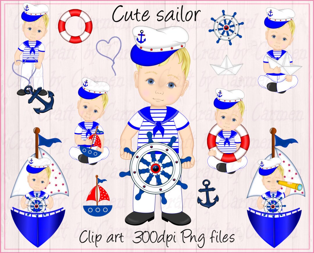 Matrose Clipart, Boot, Baby Junge, süßer Matrose, Ahoy, Nautik ...