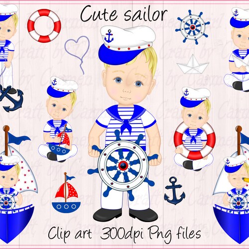 Sailor Girl Clip Art Boat Baby Girl Cute Sailor Ahoy - Etsy