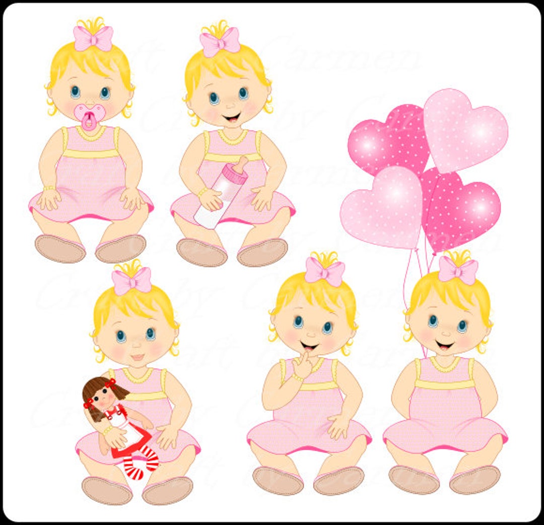 Baby girl clip art, sublimation, clipart bébé, clip art de baby shower ...