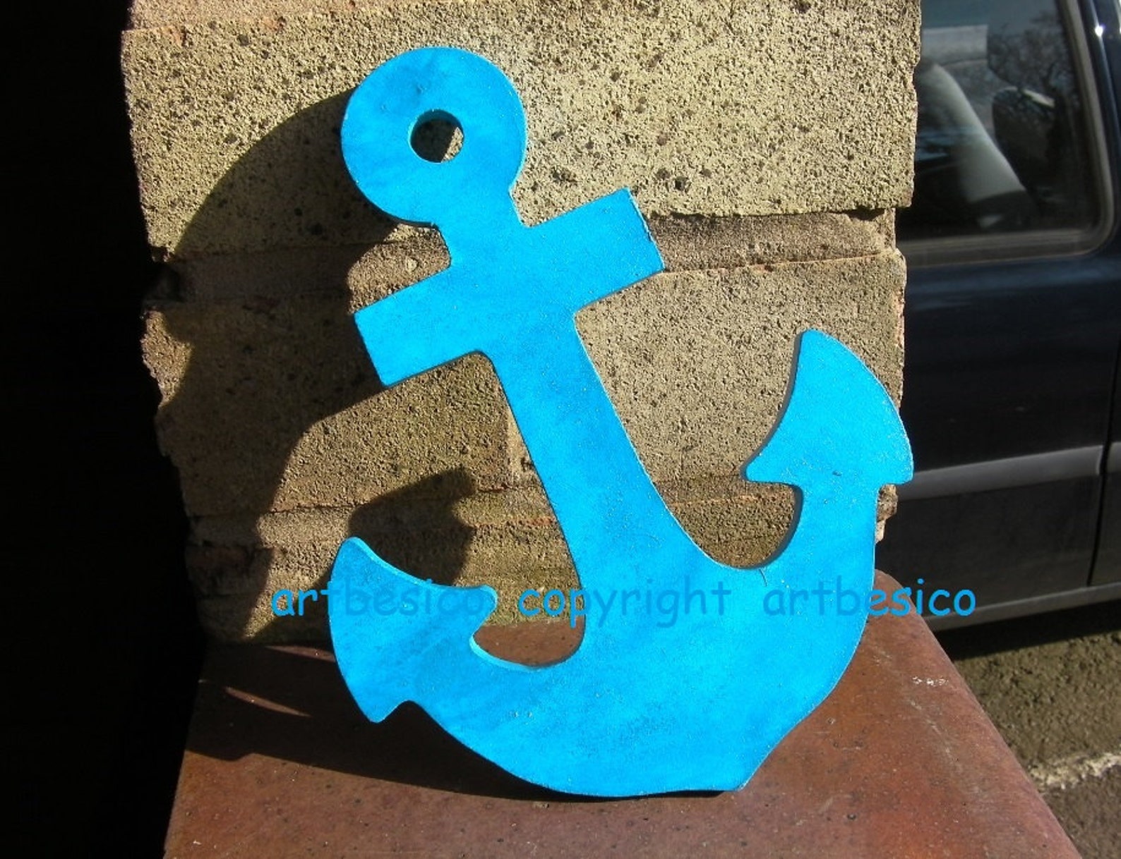 Ancla de madera azul océano brillante - Etsy España