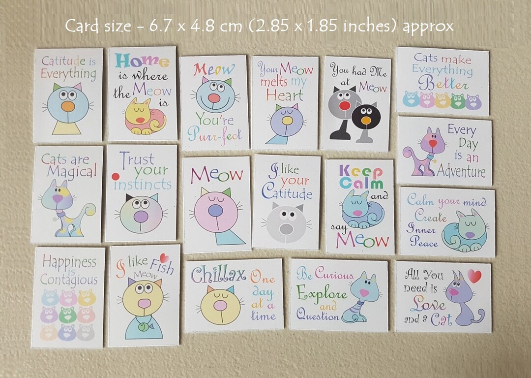 Catitude is Everything Flat Note Cards, Set of 18, Whimsical Cute Cats ...