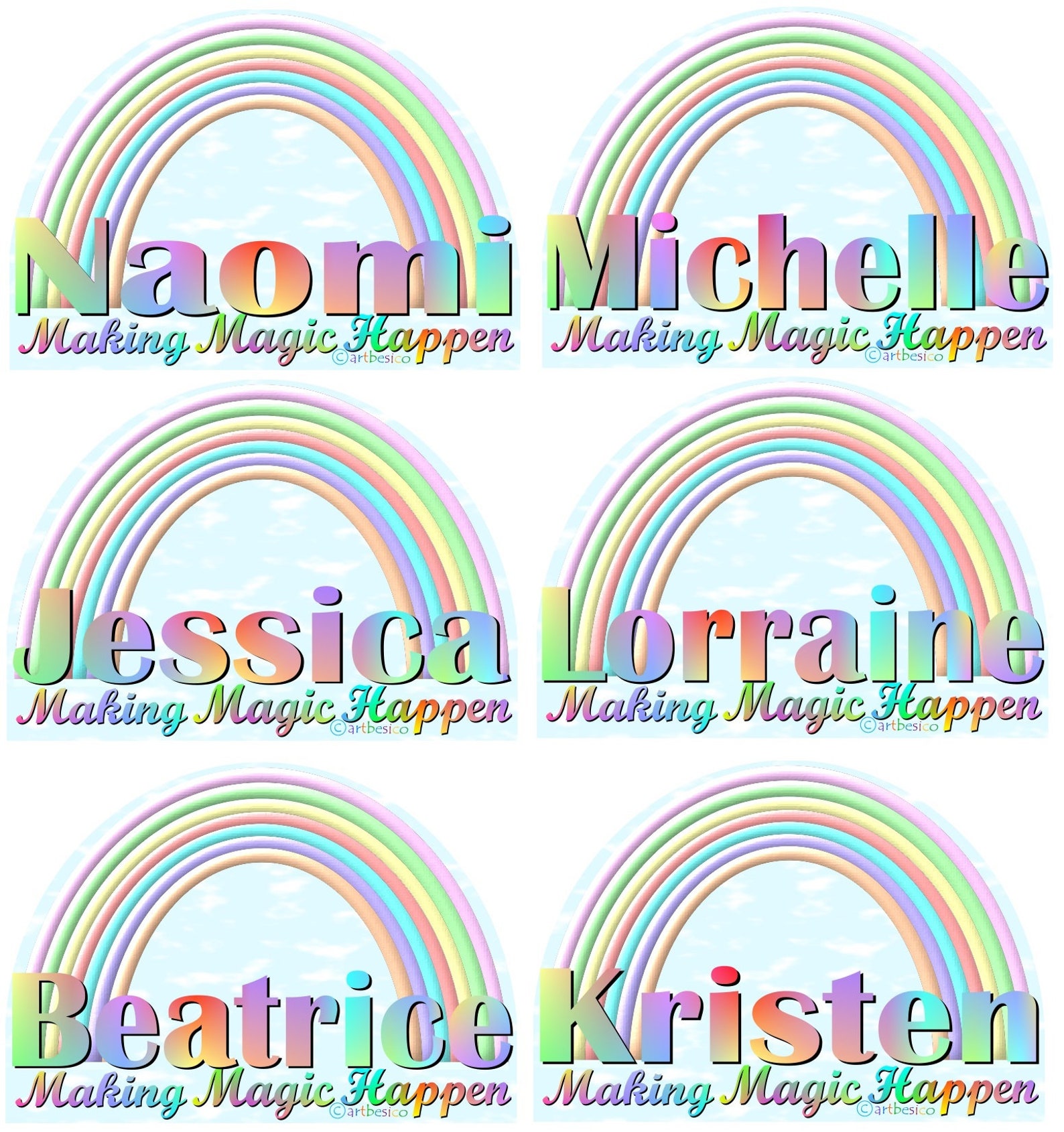 Personalised Name Rainbow Making Magic Happen White T-shirt | Etsy