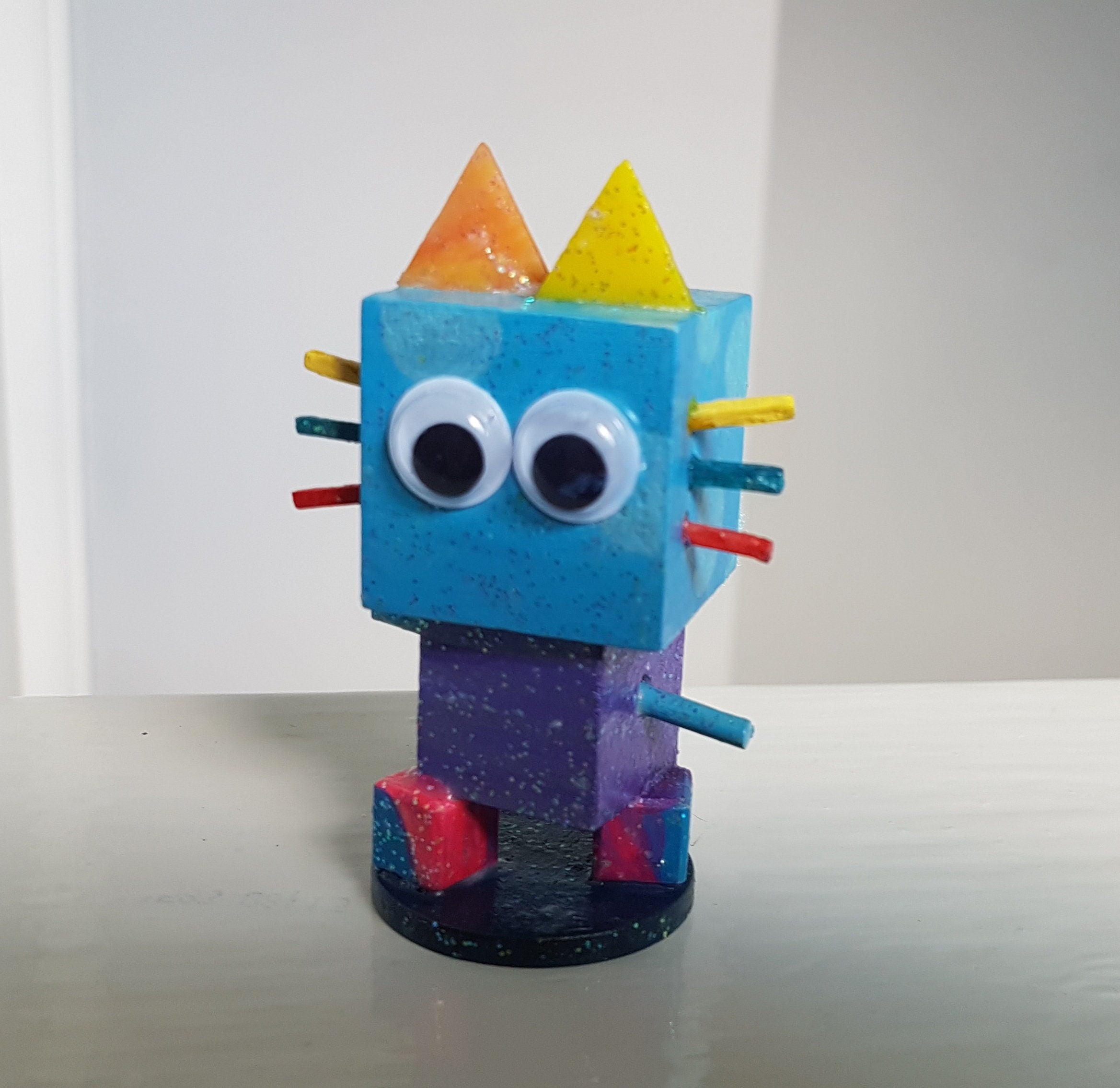 Rainbow Magic Blue Cat Whimsical Cute Wooden Kitty Cat - Etsy UK