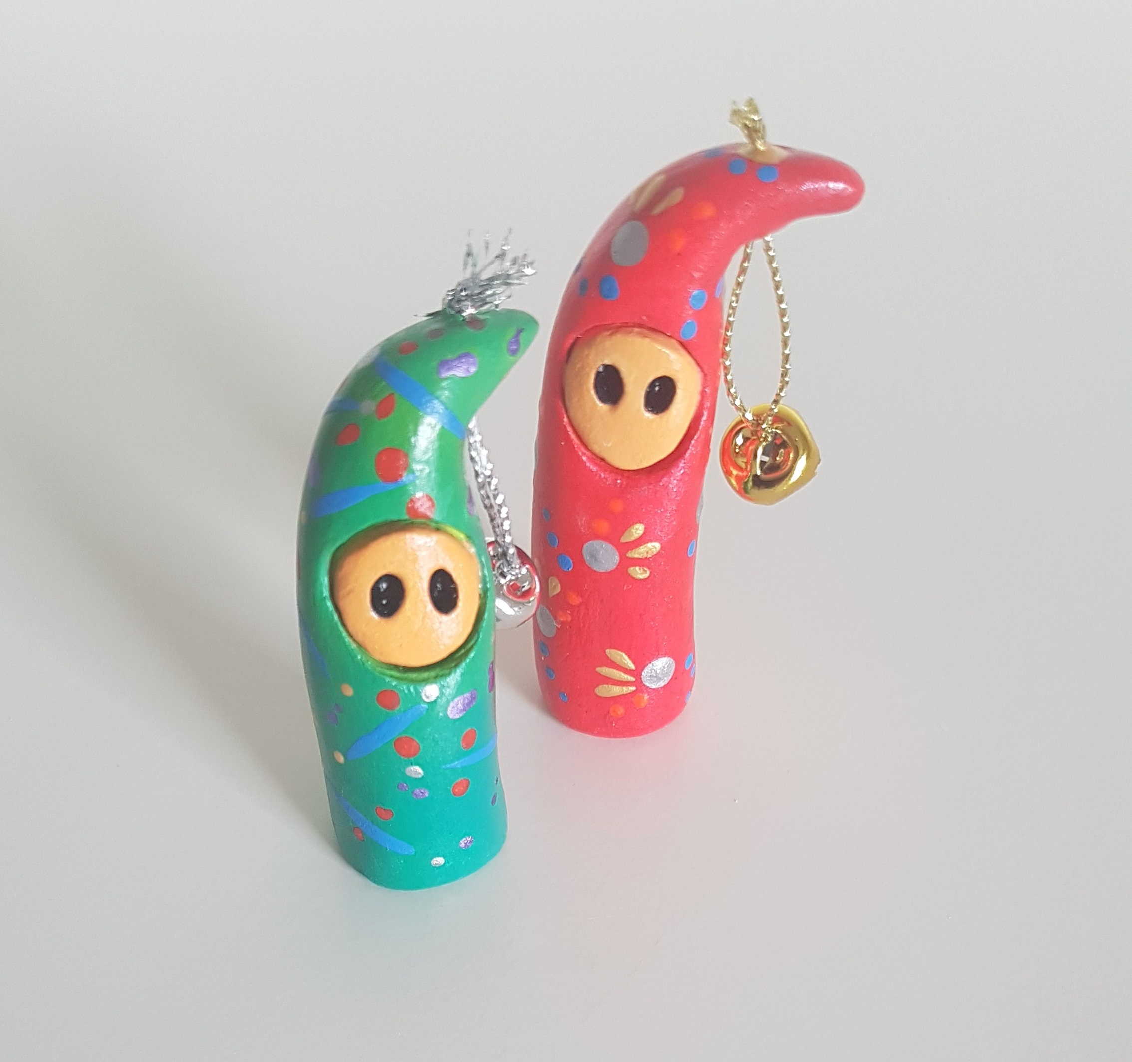Ding-o-bell Duo Red and Green Pair of Clay Character - Etsy
