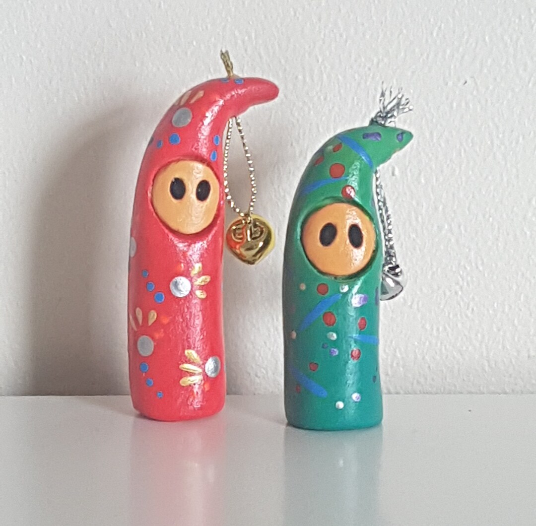Ding-o-bell Duo Red and Green Pair of Clay Character - Etsy