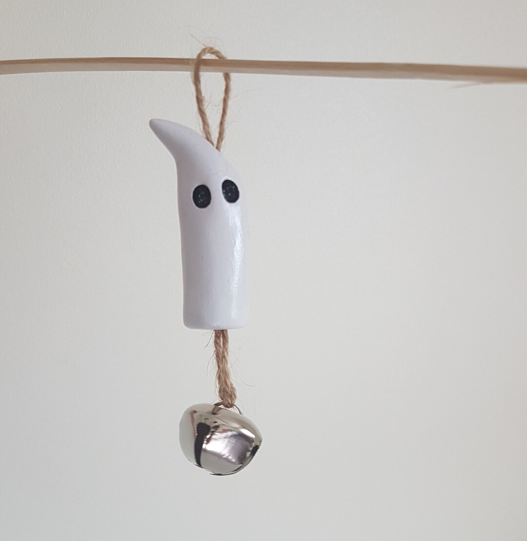 Art-boo-boo With a Large Silver Jingle Bell - Hanging Boo - Ghost ...