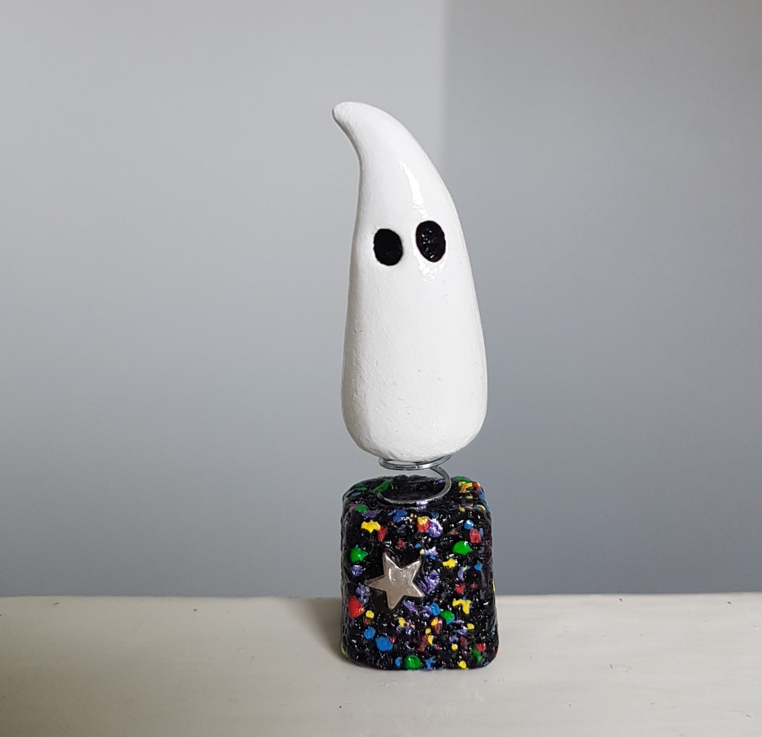 Art-boo-boo on a Spring Clay Ghost Figurine, Minimalistic Super Cool ...
