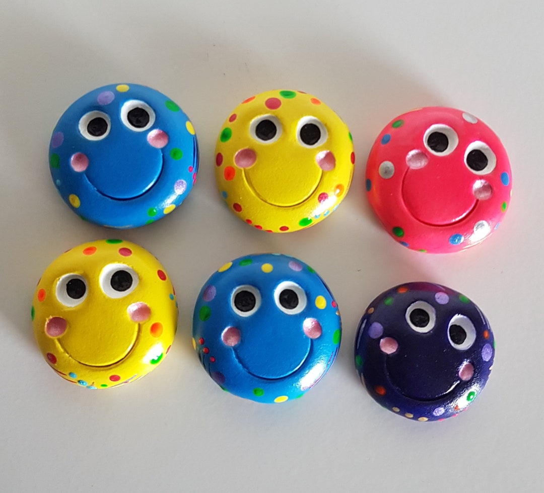 Pocket Smiling Face I'm Happy - Design D - Clay Pocket Token Charm of ...