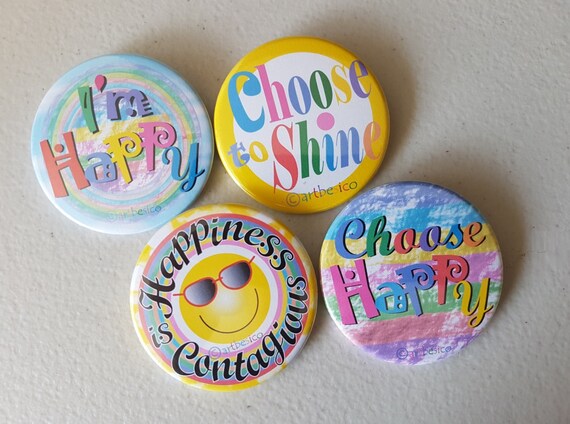Happy Badges Badge 59 Mm I'm Happy Choose Happy | Etsy