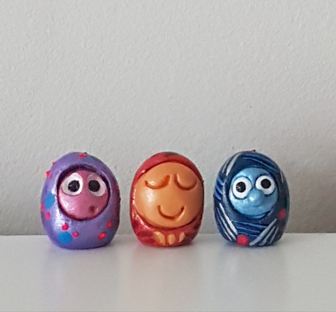 Baby Trio of Emotions - Clay Character Figurines, Whimsical Pet Pocket ...