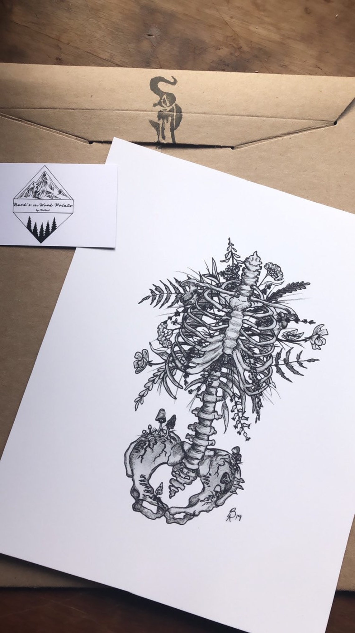 Beauty From Decay Skeleton Flower Wall Art Print | Etsy