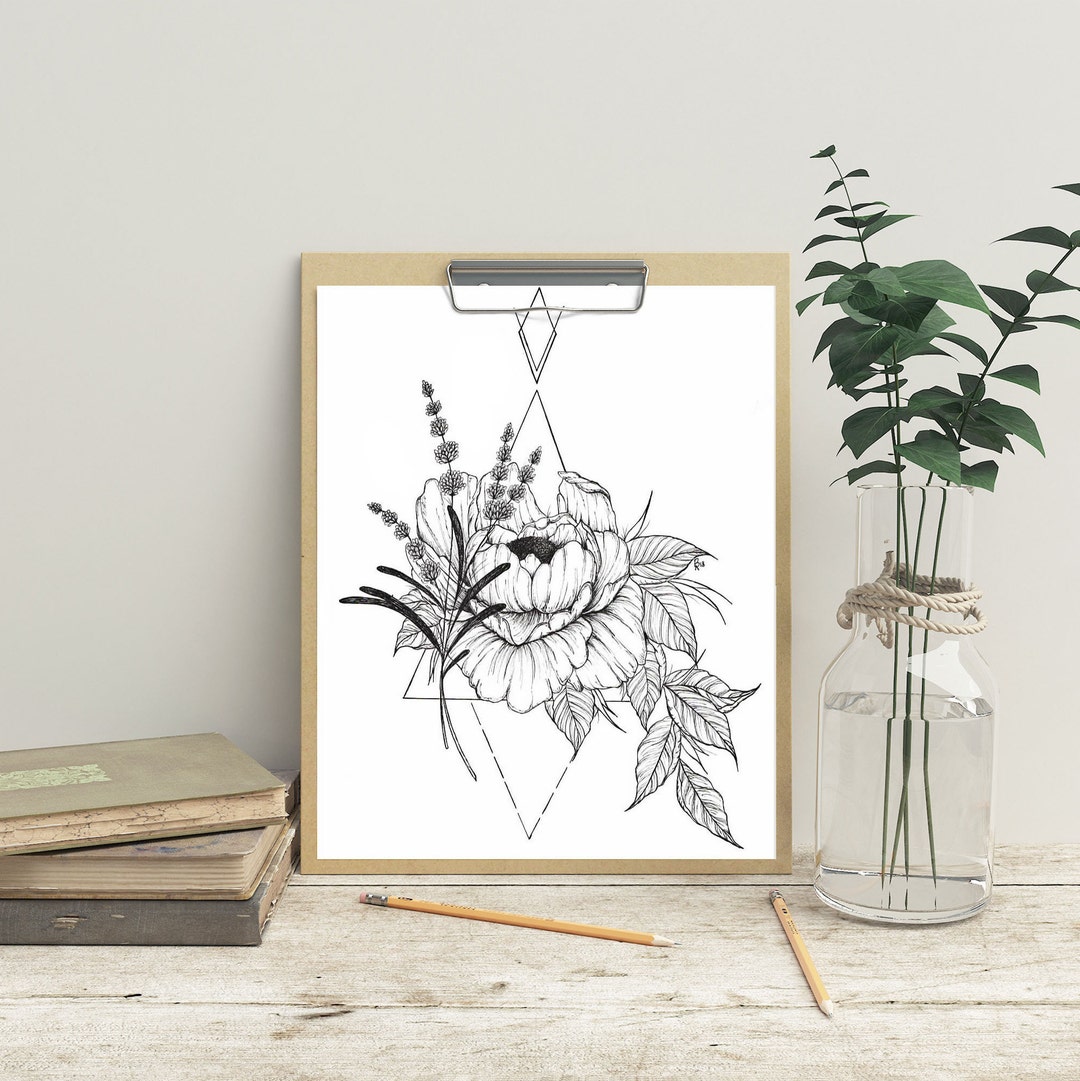 Geometric Bloom- Floral Wall Decor Fine Art Print - Etsy