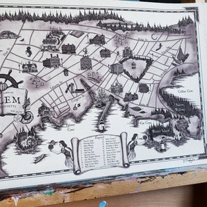 LIMITED EDITION Salem, Massachusetts Canvas Map Wall Art 13x19 Inch ...