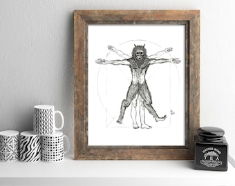 Werewolf Vitruvian Man - Etsy