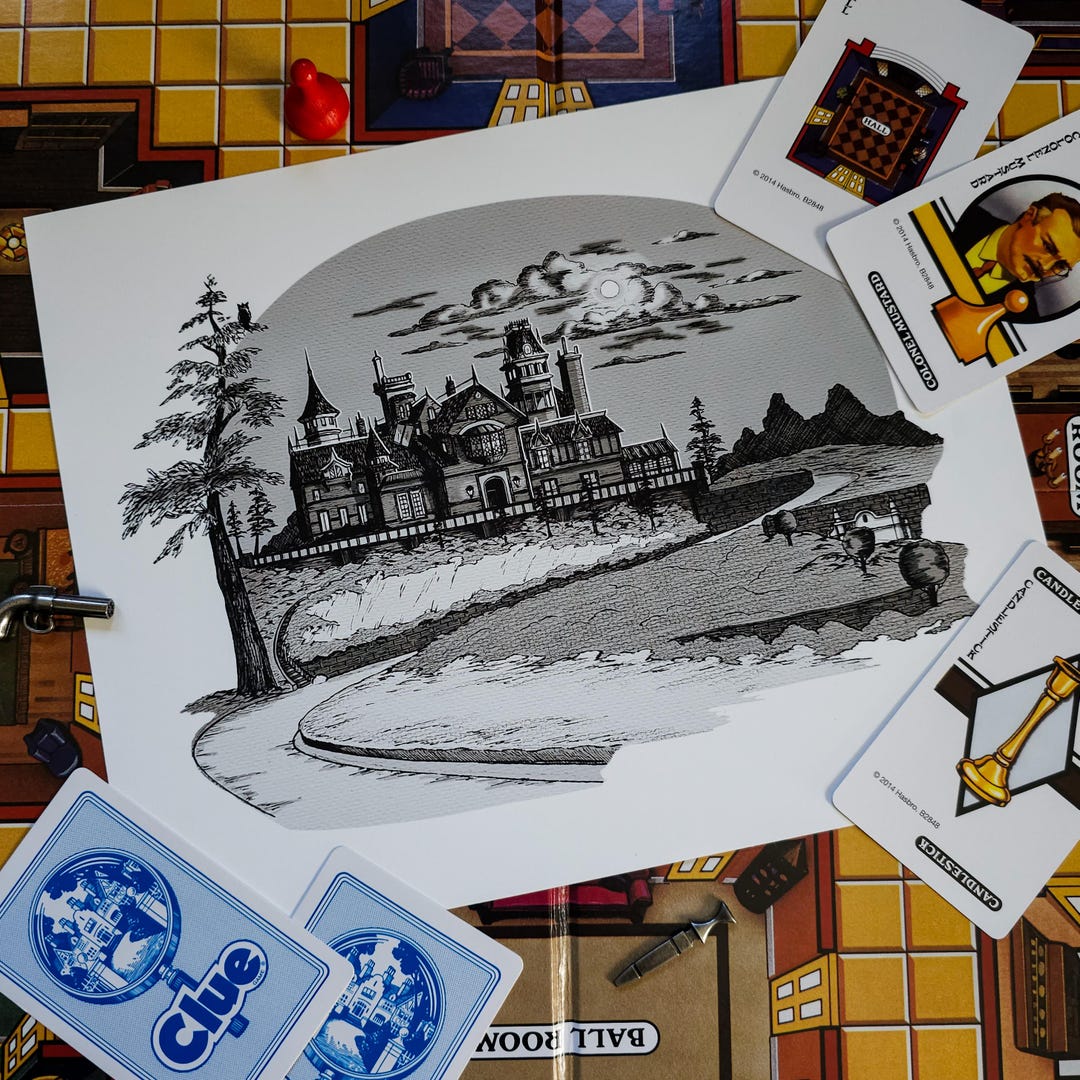 Clue Mansion - Clue Boardgame Murder Mystery Inspired Wall Decor Gothic ...