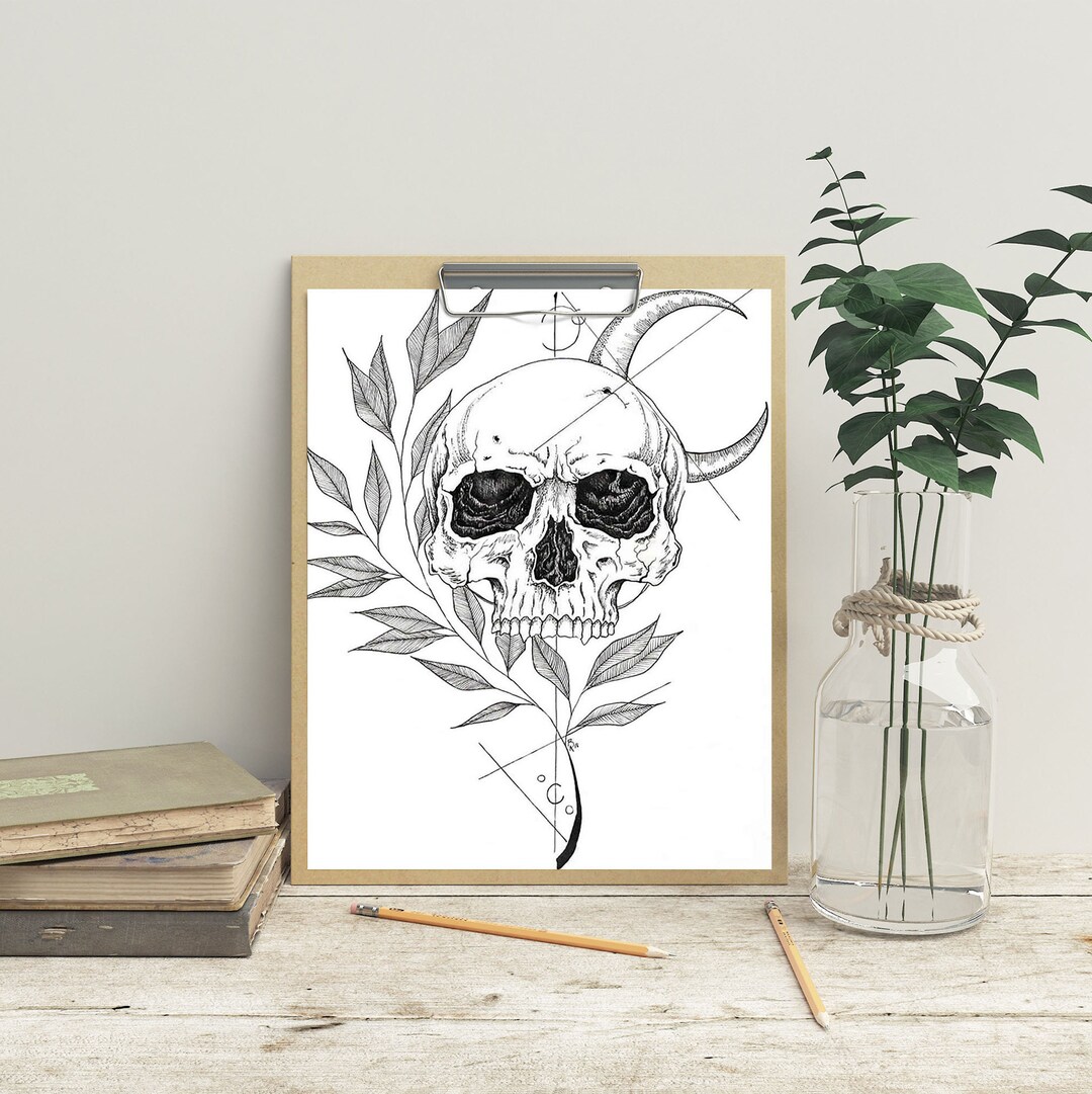 Menacing Moon- Skull Wall Decor Fine Art Print - Etsy