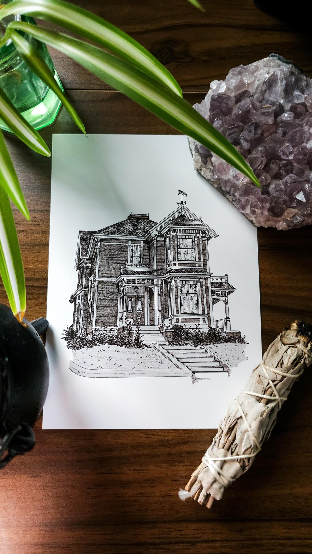 The Halliwell Manor Charmed House Architecture Pen and Ink Witchy Fine ...