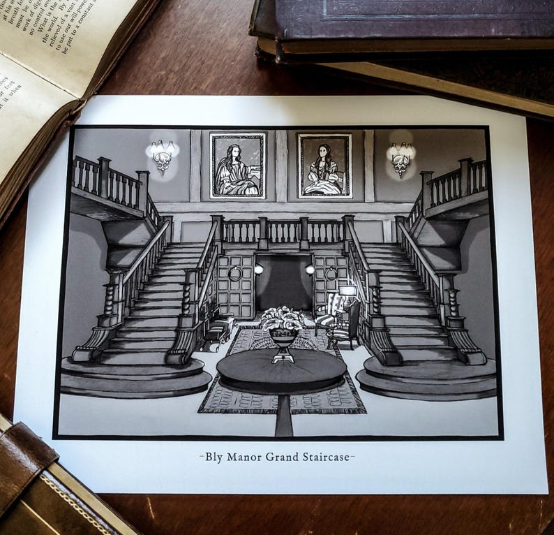 Bly Manor Grand Staircase Poster Print | Gothic Horror Wall Art | Mike ...