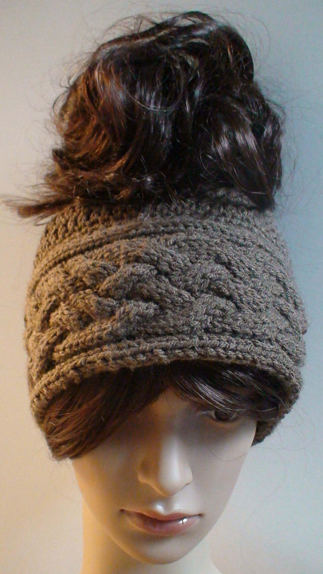 Cable Messy Bun Hat Pattern - Etsy