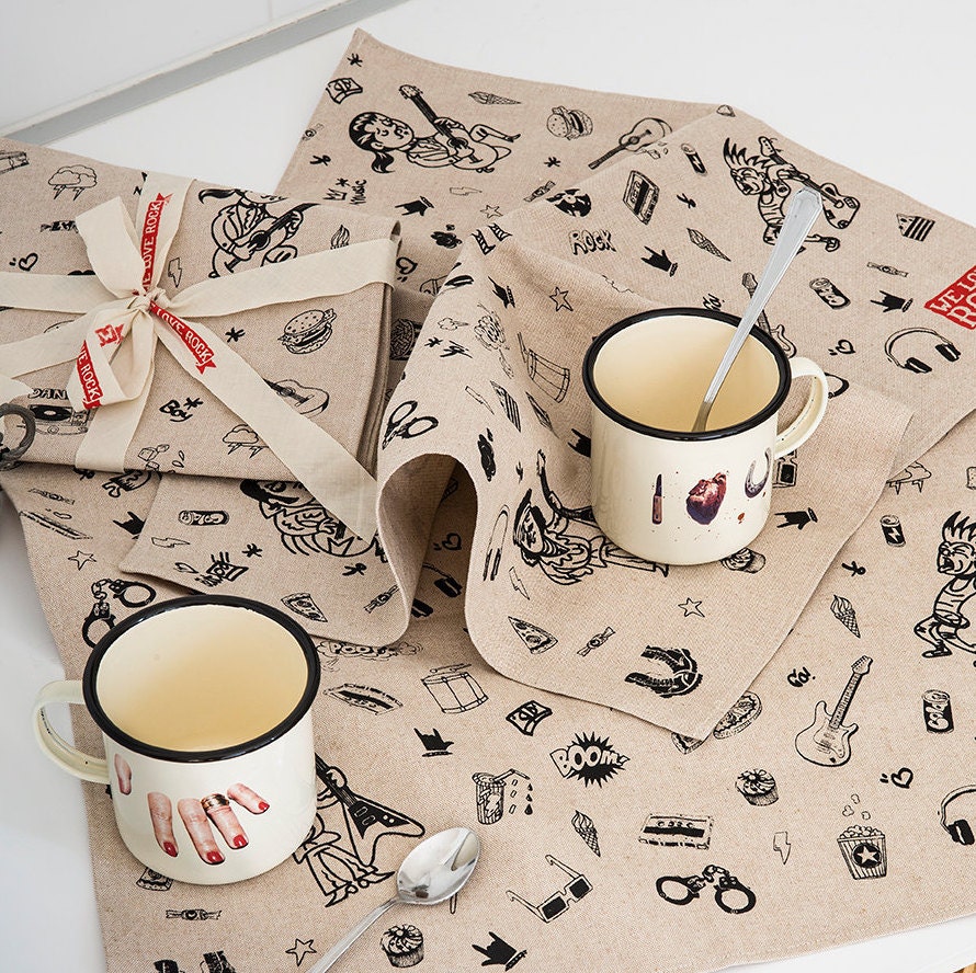 SET of 2 Placemats or Canvas in ZEF Style Screen Printed by - Etsy