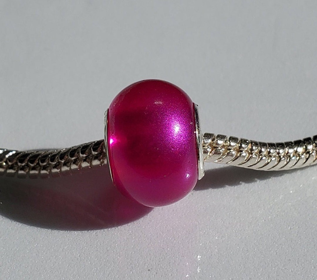 Fuchsia Pink Glass Bead, Bright Pink Glass Bead, Murano Glass Bead ...