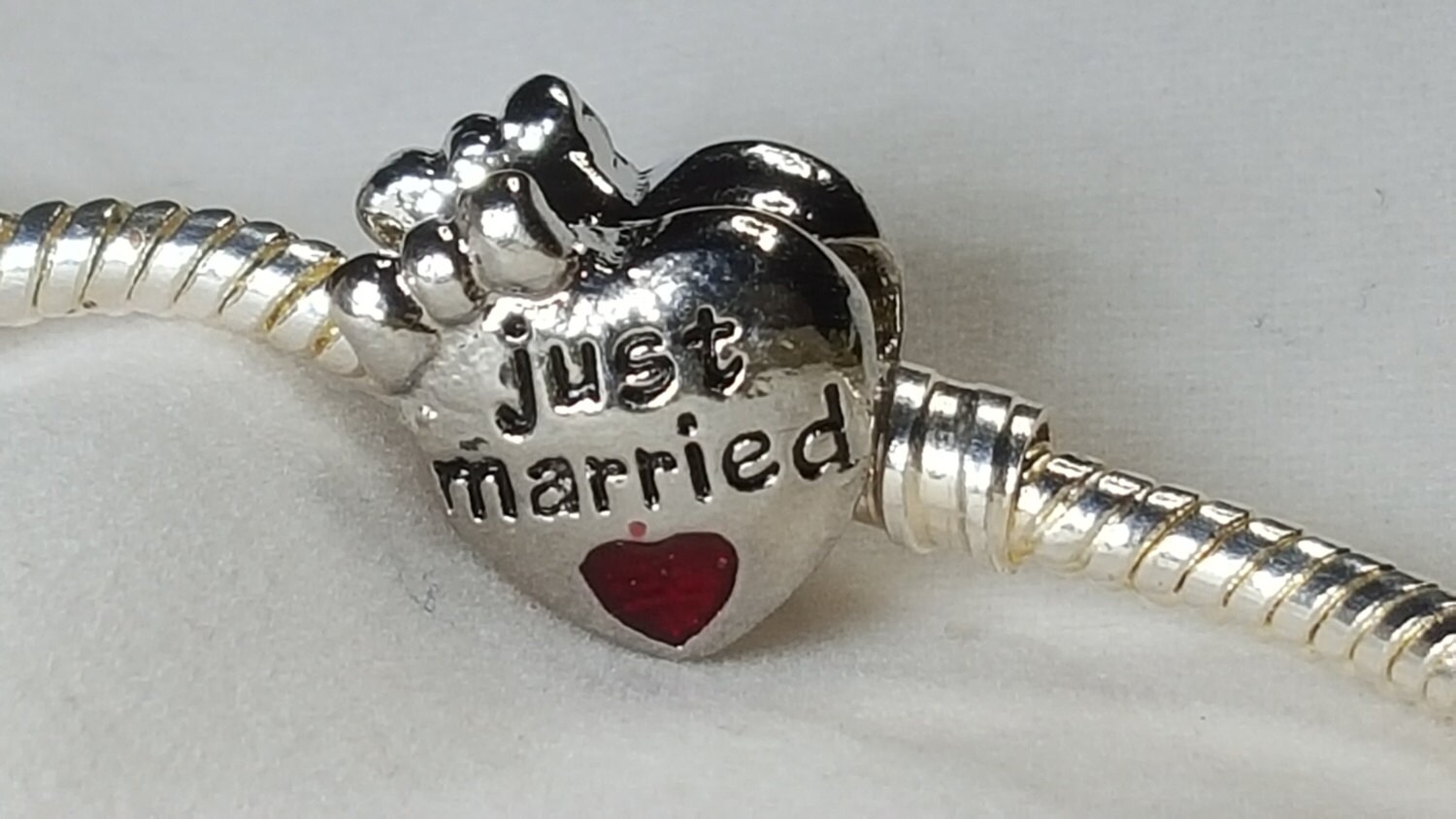 Heart Charm Spacer just Married Heart Love Charm Fits All - Etsy