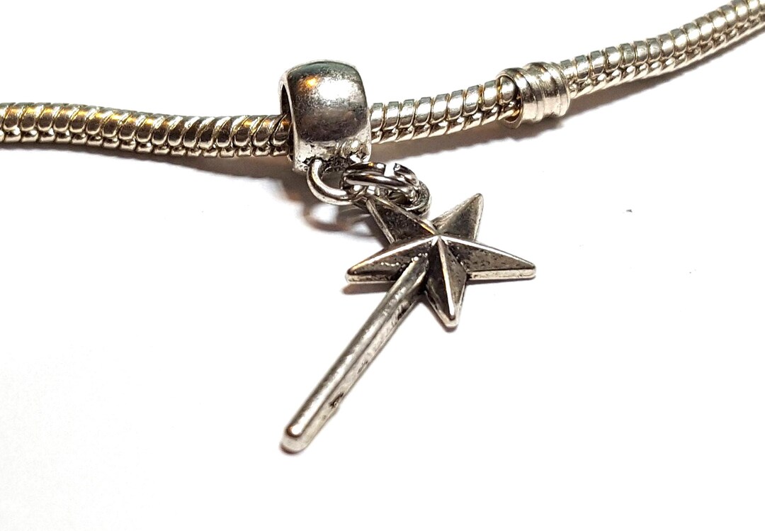 Fairy Godmother Wand Charm, Magic Sorcerer Wish Dangle Fits European ...