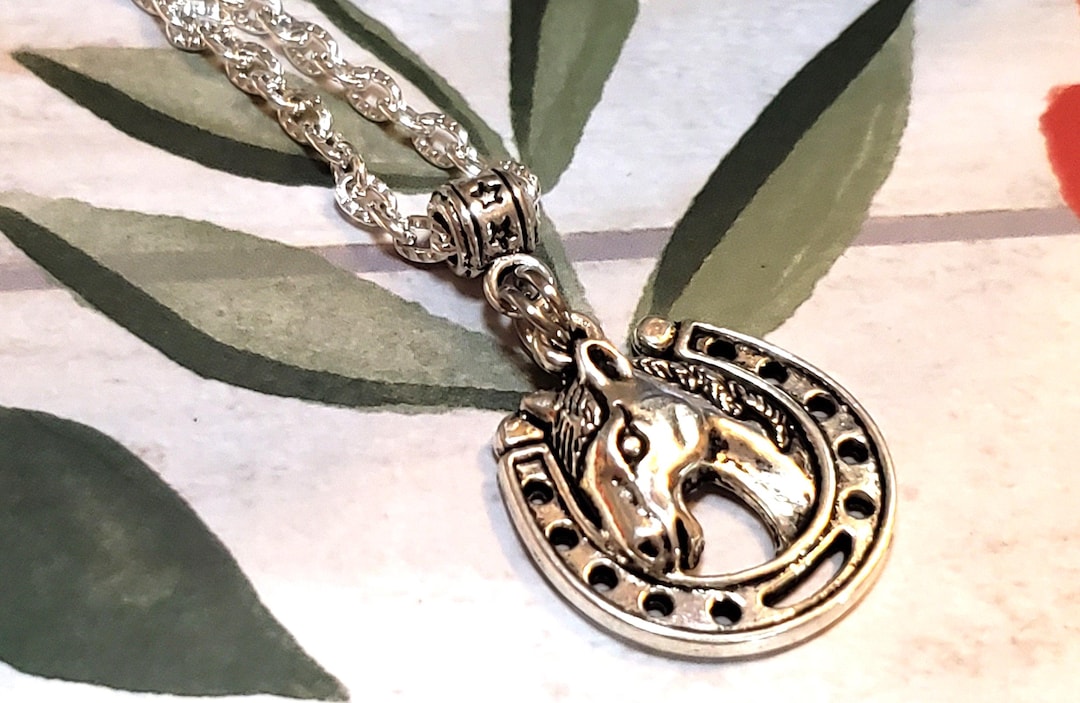 Horsehead in Horseshoe Necklace, Horse Head Necklace, Western Necklace ...
