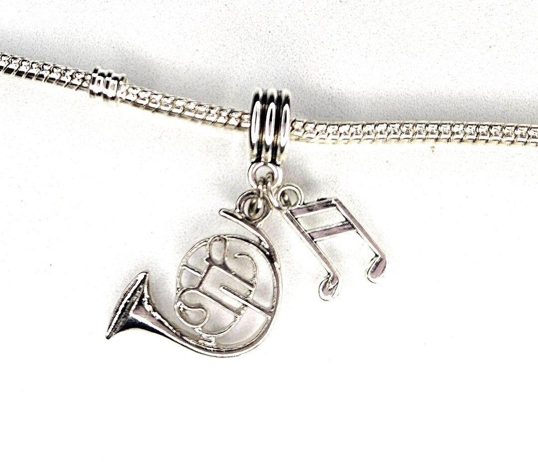 French Horn and Music Note Charm, Pendant or Fits European Bracelet - Etsy