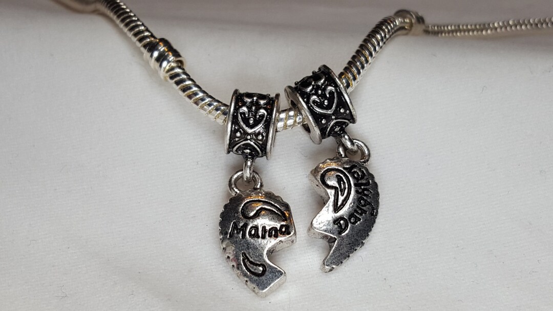 Mama Daughter Charm, Split Charm, Dangle Charm, Split Heart Charm ...