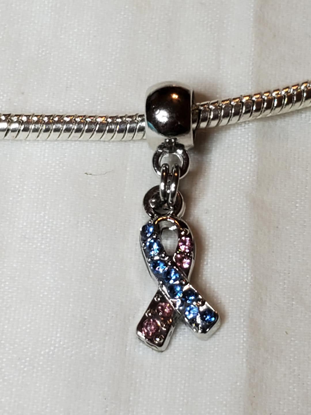 Blue Pink Awareness Ribbon Charm, Loss Awareness Charm, Stillbirth ...