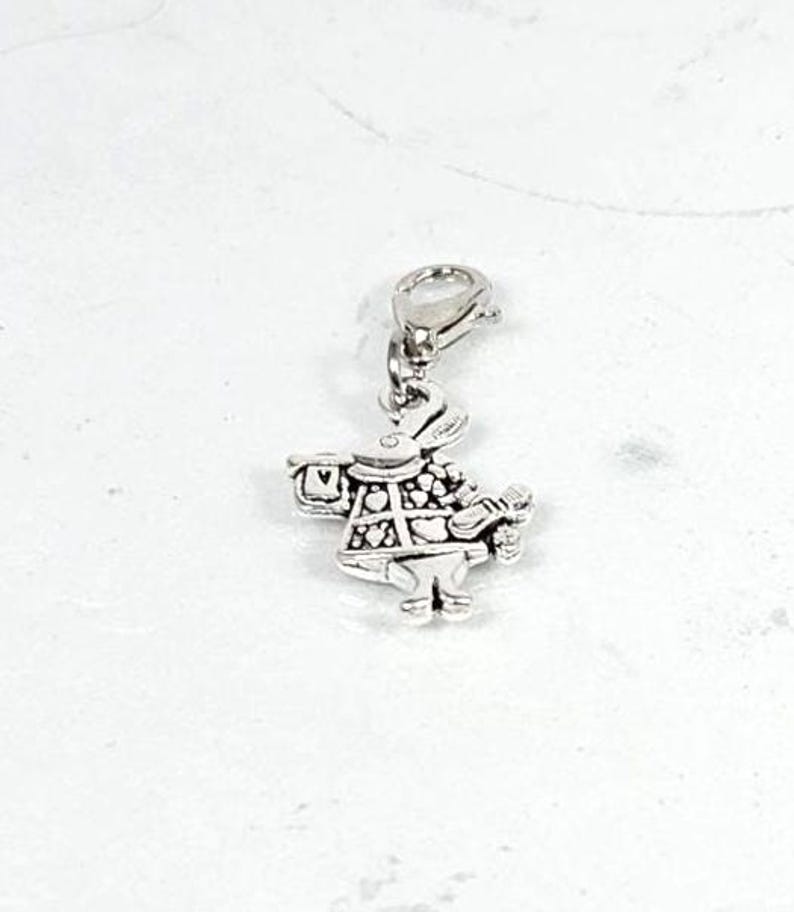 White Rabbit Trumpet Charm With Hearts, Dual Sided Alice Charm Lobster ...