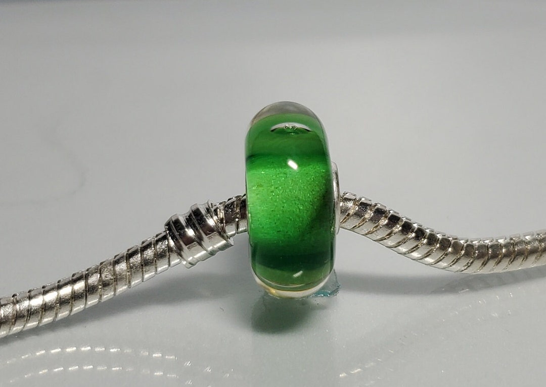 Translucent Green Glass Bead Beautiful Green Bead Murano Glass Bead 925 ...