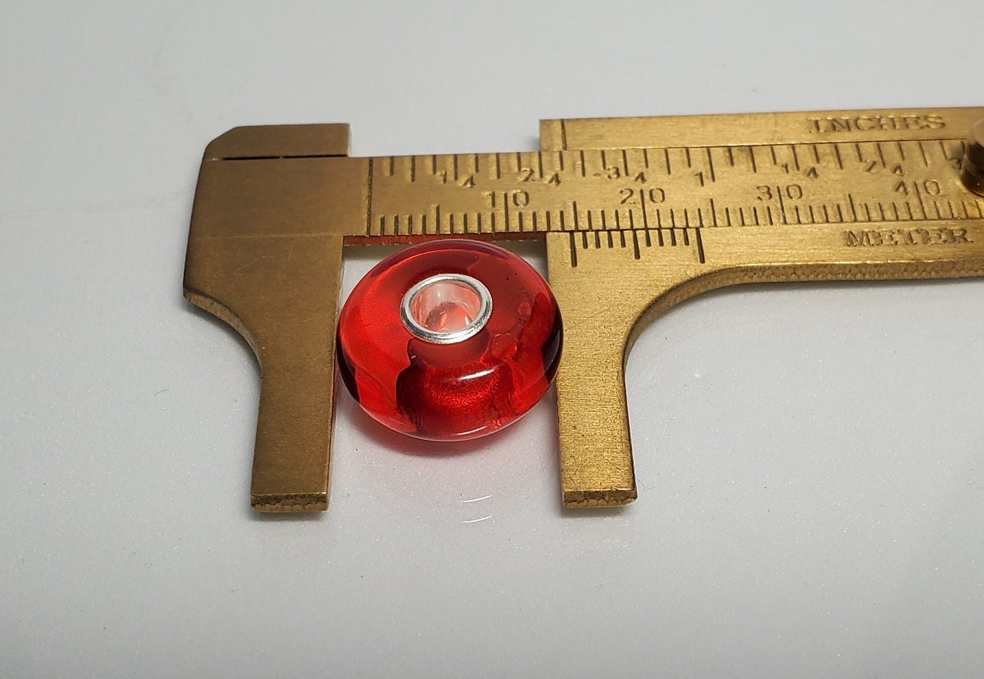 Red Glass Bead, Red Murano Glass Bead, European Bead, Translucent Glass ...