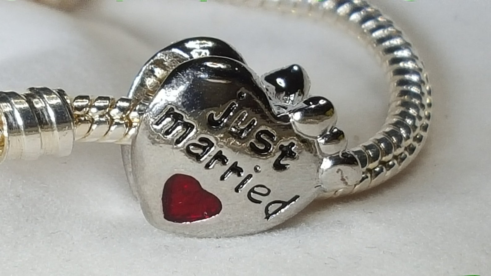 Heart Charm Spacer just Married Heart Love Charm Fits All - Etsy