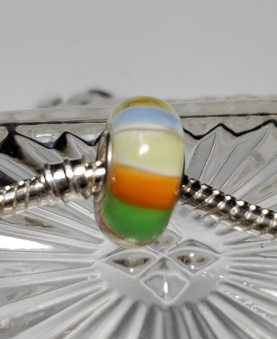Multi Color Stripes, Glass Bead, Murano Glass Bead, European Glass Bead ...