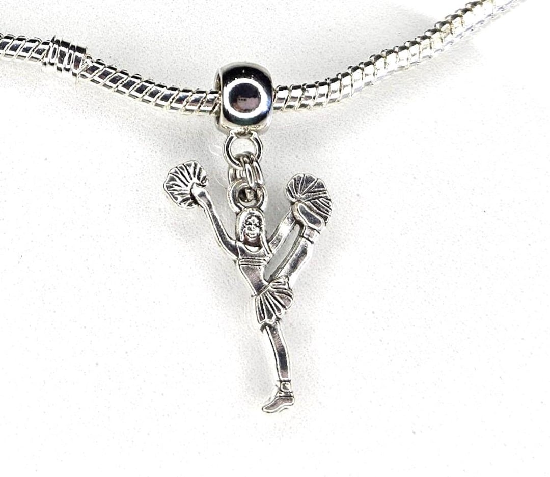 Cheerleader Charm, Cheer Charm, Pom Poms Charm, 3D Charm, Dangle Charm ...