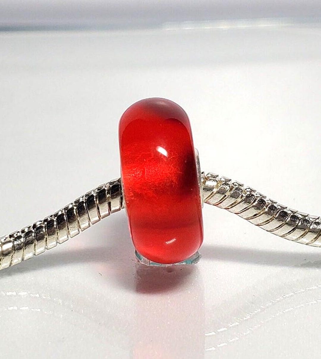 Red Glass Bead, Red Murano Glass Bead, European Bead, Translucent Glass ...