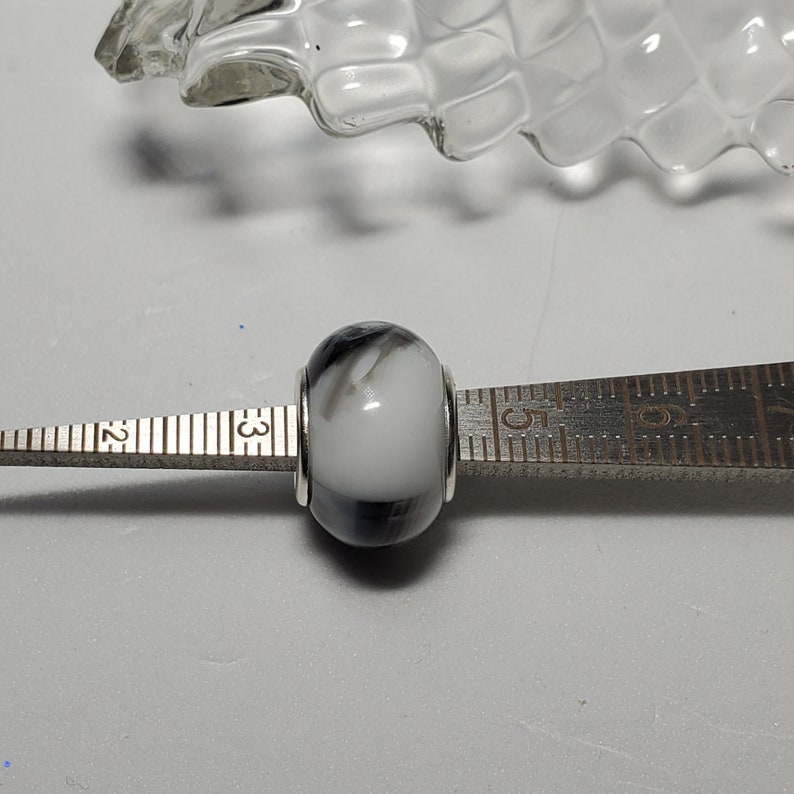 White, Black, and Gray Fimo Clay Bead, Black and Gray Swirl Design ...