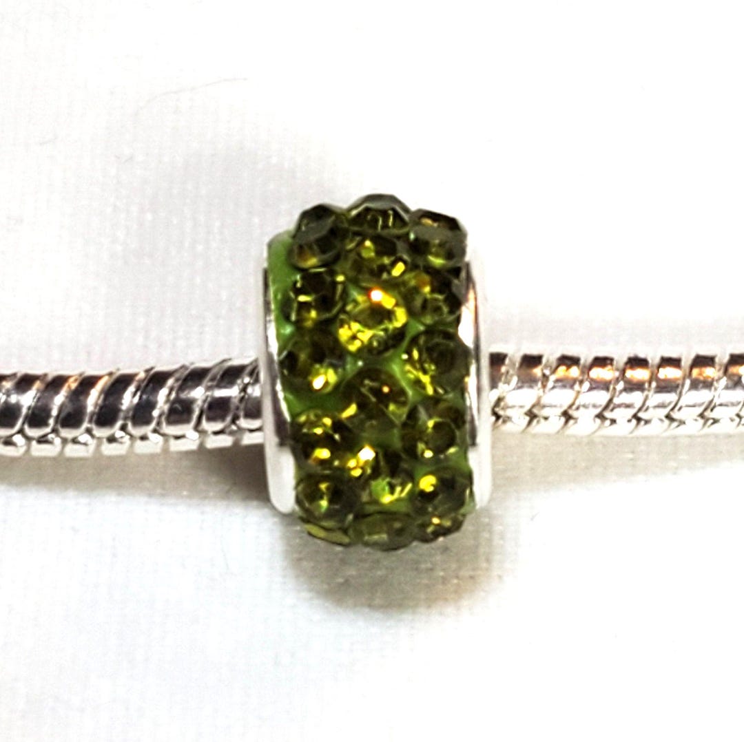 Olive Green Charm, Petite Crystals Charm, European Charm, High Quality ...
