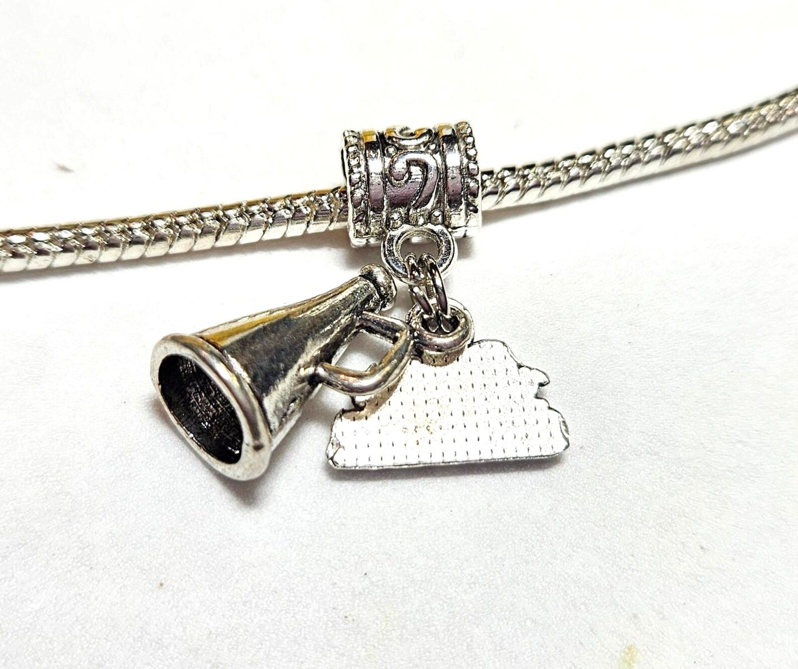 Cheerleader Charm, I Love to Cheer, 3D Megaphone Dangle Charm Fits ...