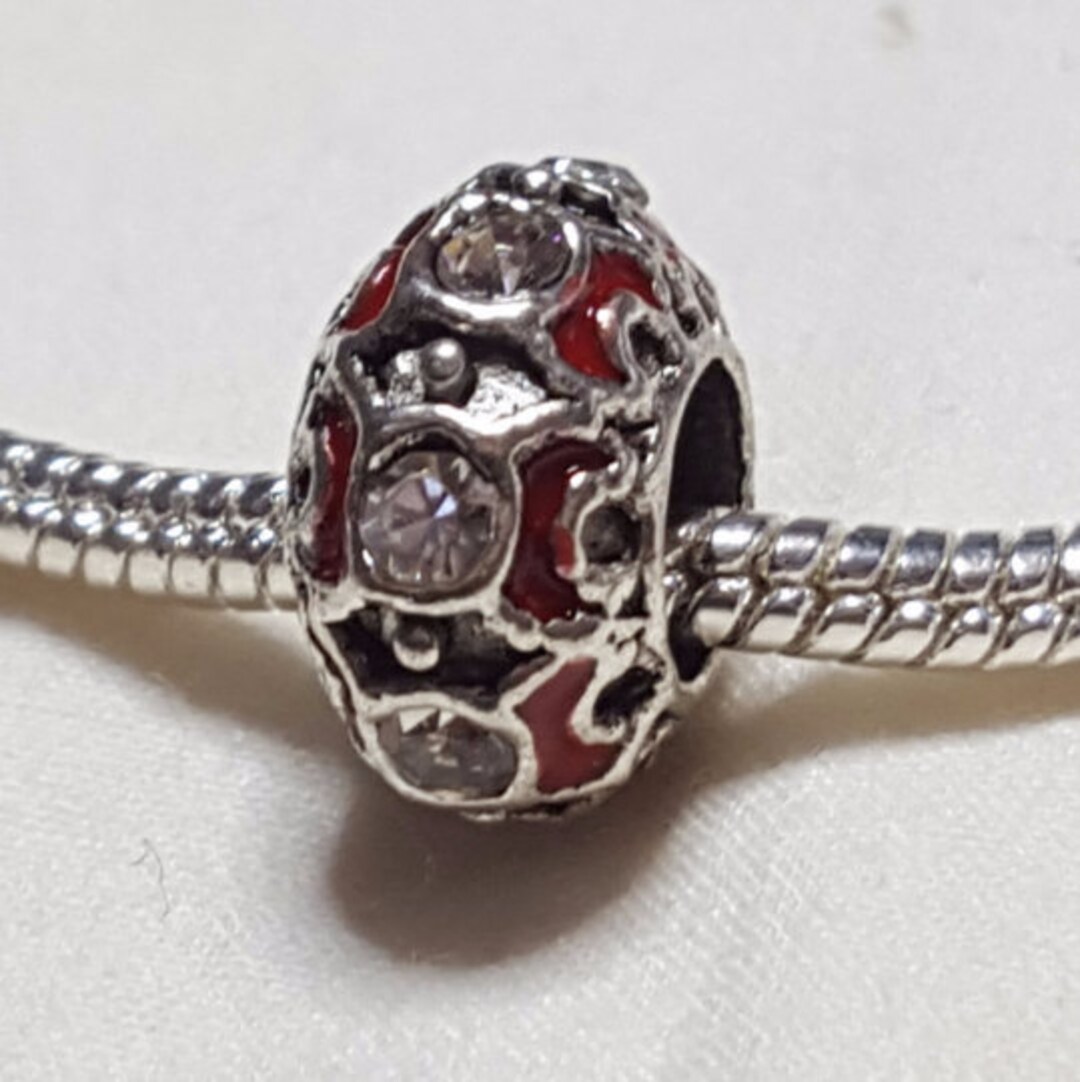 Dark Red Metal Charm Clear CZ Crystals Charms & Beads - Etsy