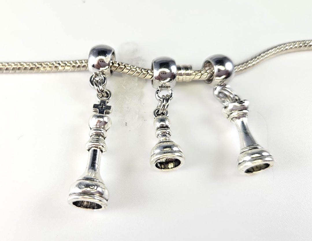 Chess Game Piece Charm, King Charm, Queen Charm, Pawn Charm, Silver ...