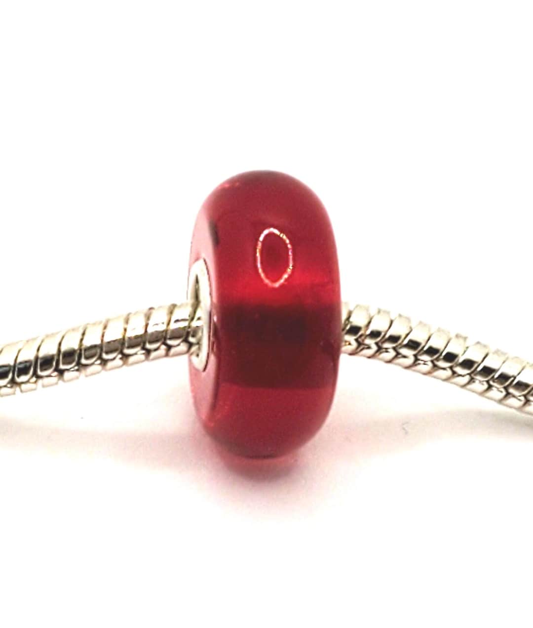 Red Glass Bead, Red Glass Murano Bead, European Glass Bead, 925 Single ...