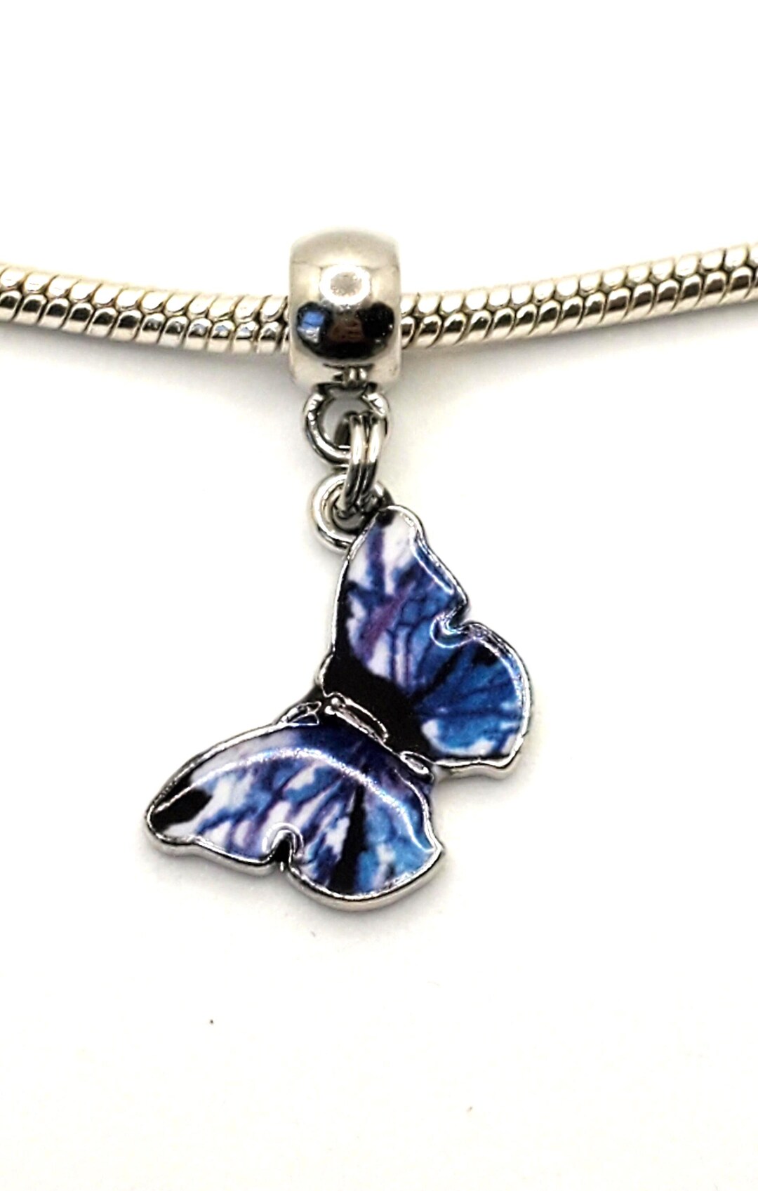 Blue Butterfly Charm, Dangle Charm, Detailed Blue & Black Butterfly ...