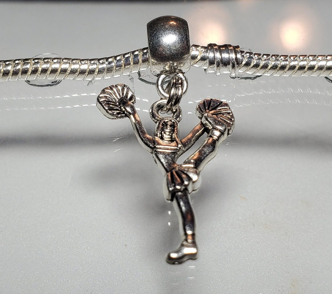 Cheerleader Charm, Cheer Charm, Pom Poms Charm, 3D Charm, Dangle Charm ...