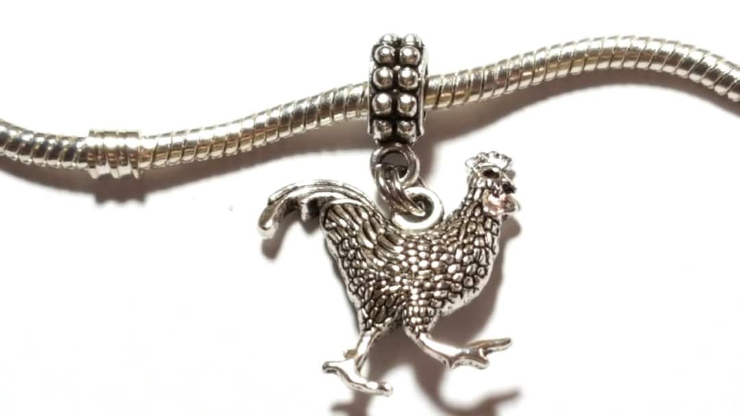 Chicken Charm, Rooster Charm, Dangle Charm, Chick Charm, European Charm ...