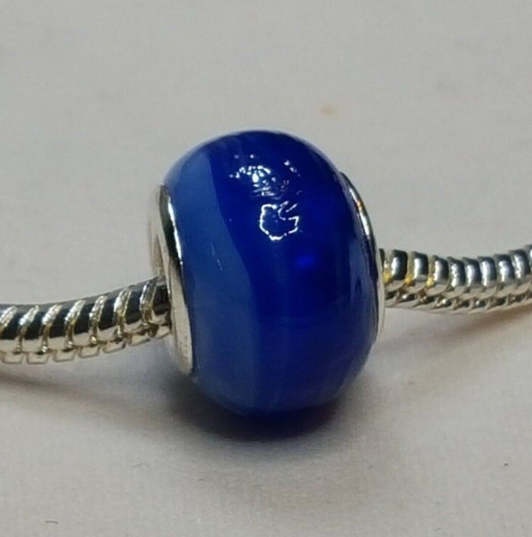 Blue Glass Bead, European Glass Bead, Murano Glass Bead, Dark & Light ...